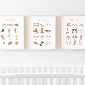 ASL, American Sign Language Art, 3 Piece Wall Art, Baby Sign Language ...