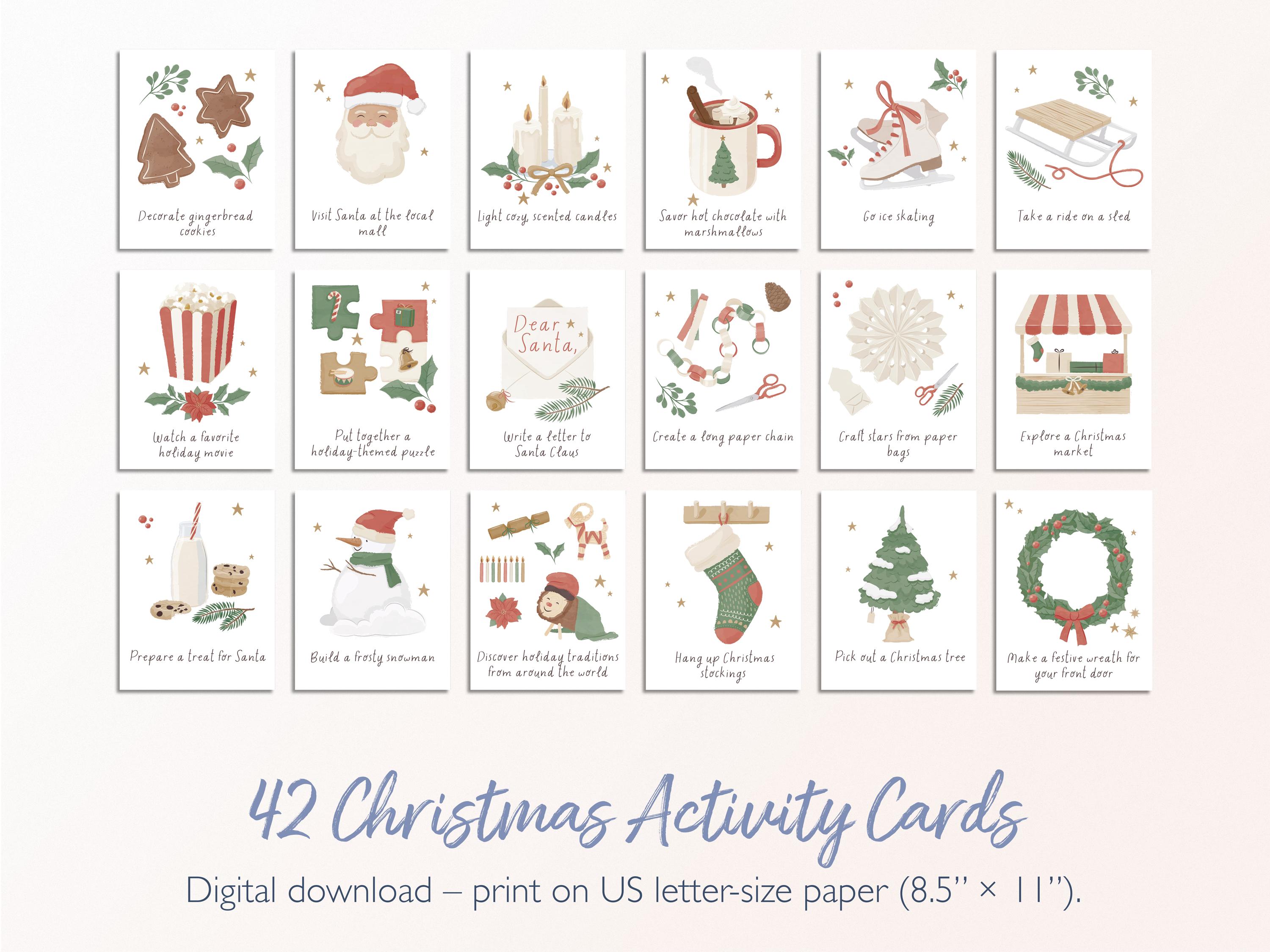 Editable Advent Calendar Activity Cards, Christmas Countdown, Kids ...