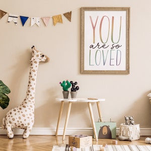 You Are so Loved, Nursery Quote, Rainbow Wall Art, Play Room Decor, ABC ...