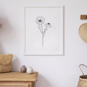 Daisy Wall Art, Daisy Painting, Boho Prints, Minimalist Wall Art ...