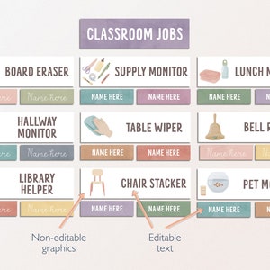 Editable Classroom Job Display: 32 Visual Task Cards (digital Download ...