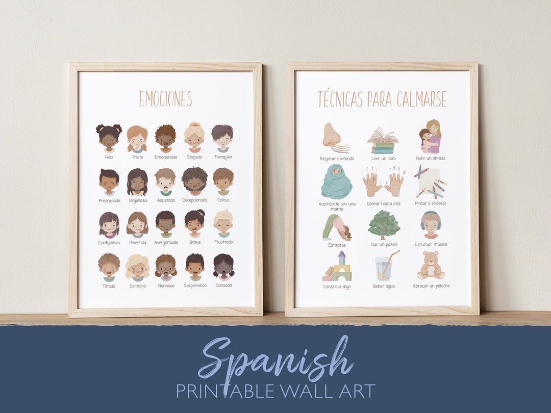Spanish Emotions Print, Feelings Chart, Calming Techniques, Calming ...