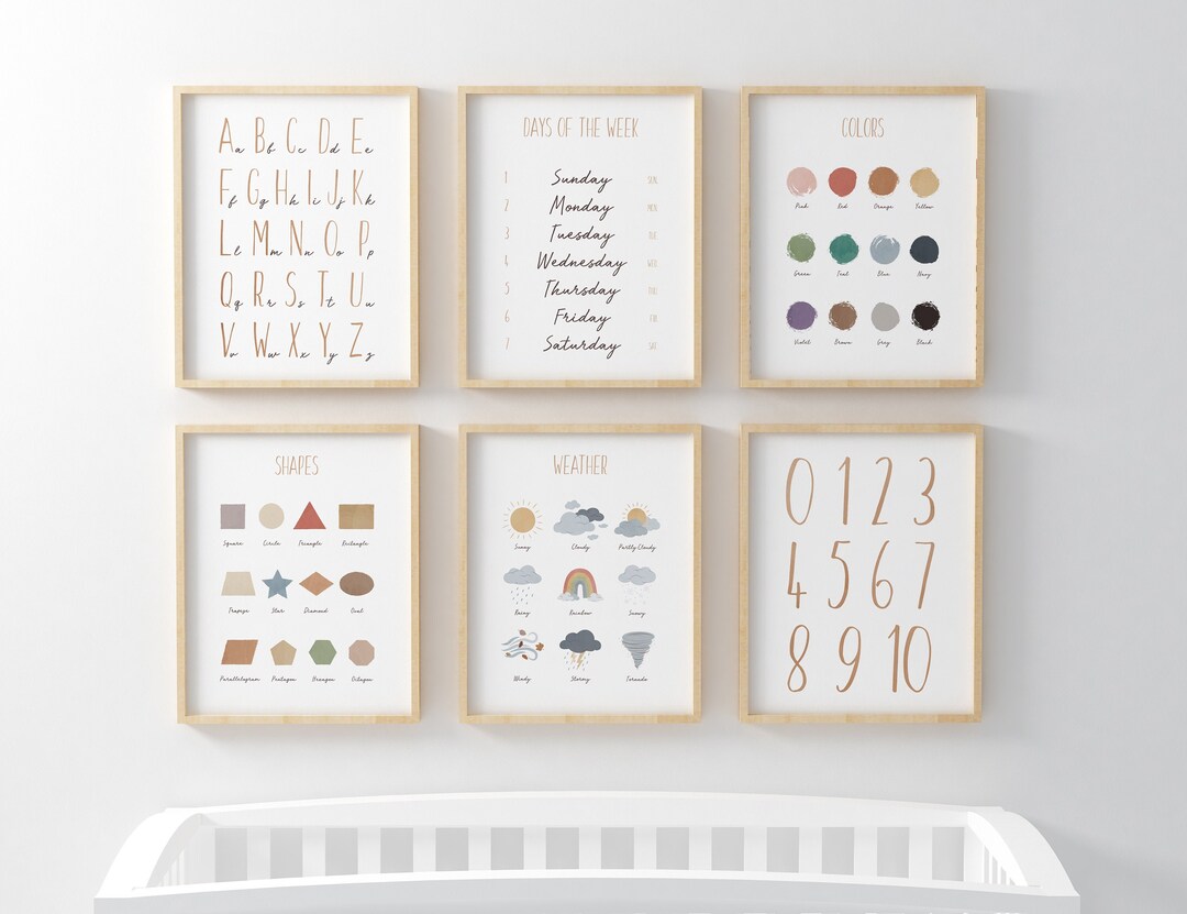 Set of 6 Educational Posters, Alphabet Poster, Classroom Decor ...