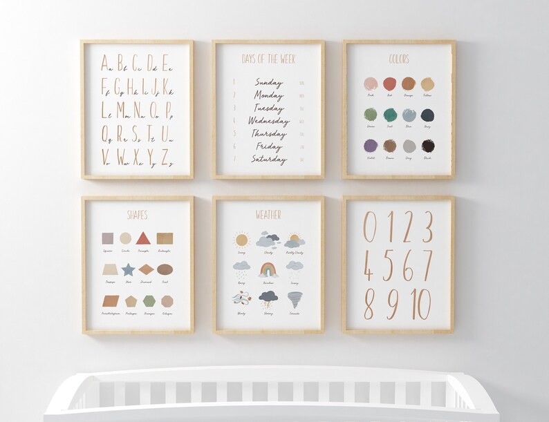 Set of 6 Educational Posters Alphabet Poster Classroom | Etsy