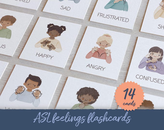 MY FEELINGS ASL Sign Language Flashcards 20 Emotions - Educational ...