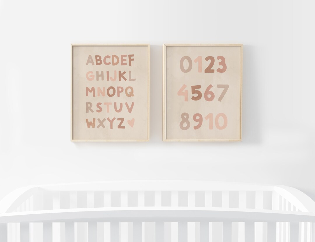 Abc Poster, Alphabet Poster, Playroom Wall Art, Beige Terracotta Blush ...