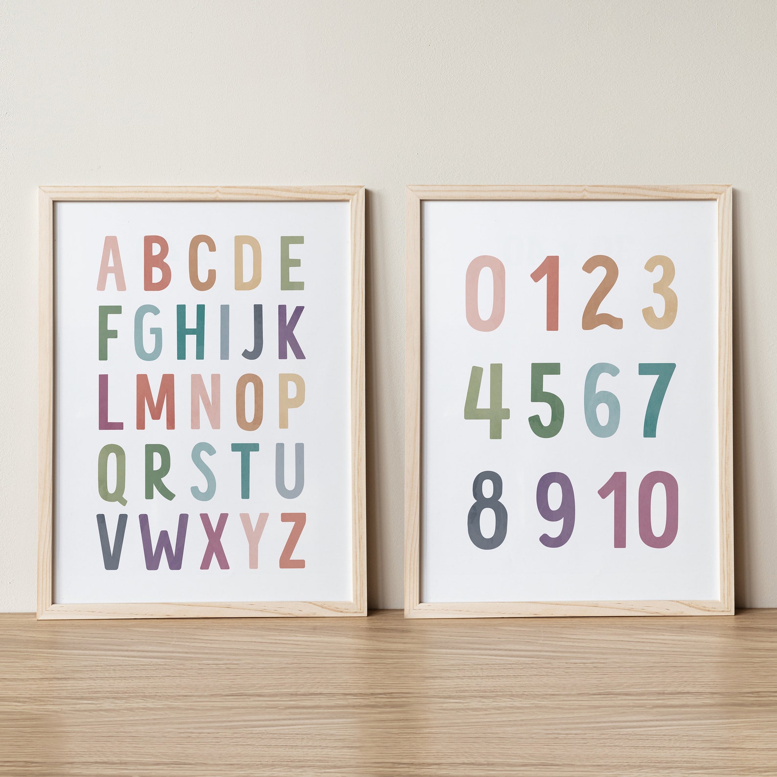 Rainbow Alphabet & Numbers Poster ABC Print 2 Piece Wall - Etsy
