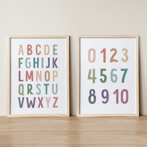 Rainbow Alphabet & Numbers Poster ABC Print 2 Piece Wall - Etsy