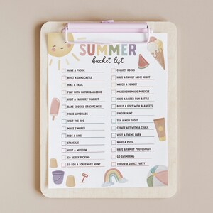 Editable Summer Bucket List for Kids, Custom Summer Checklist Template ...