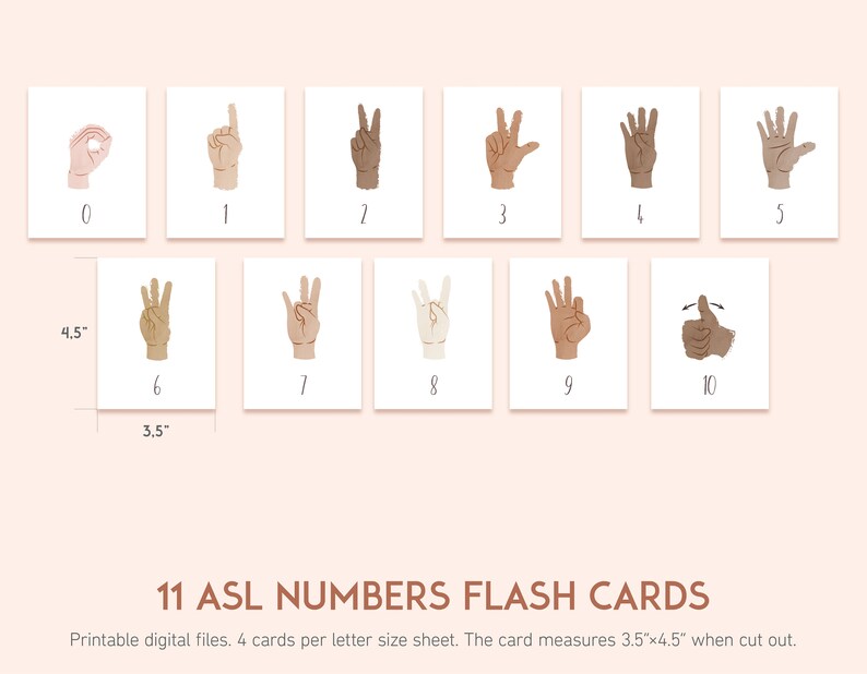 Sign Language Numbers Flash Cards ASL Flash Cards - Etsy