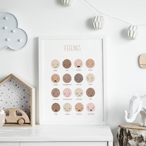 Boho Feelings Chart, Emotions Poster, Calming Corner, Educational ...