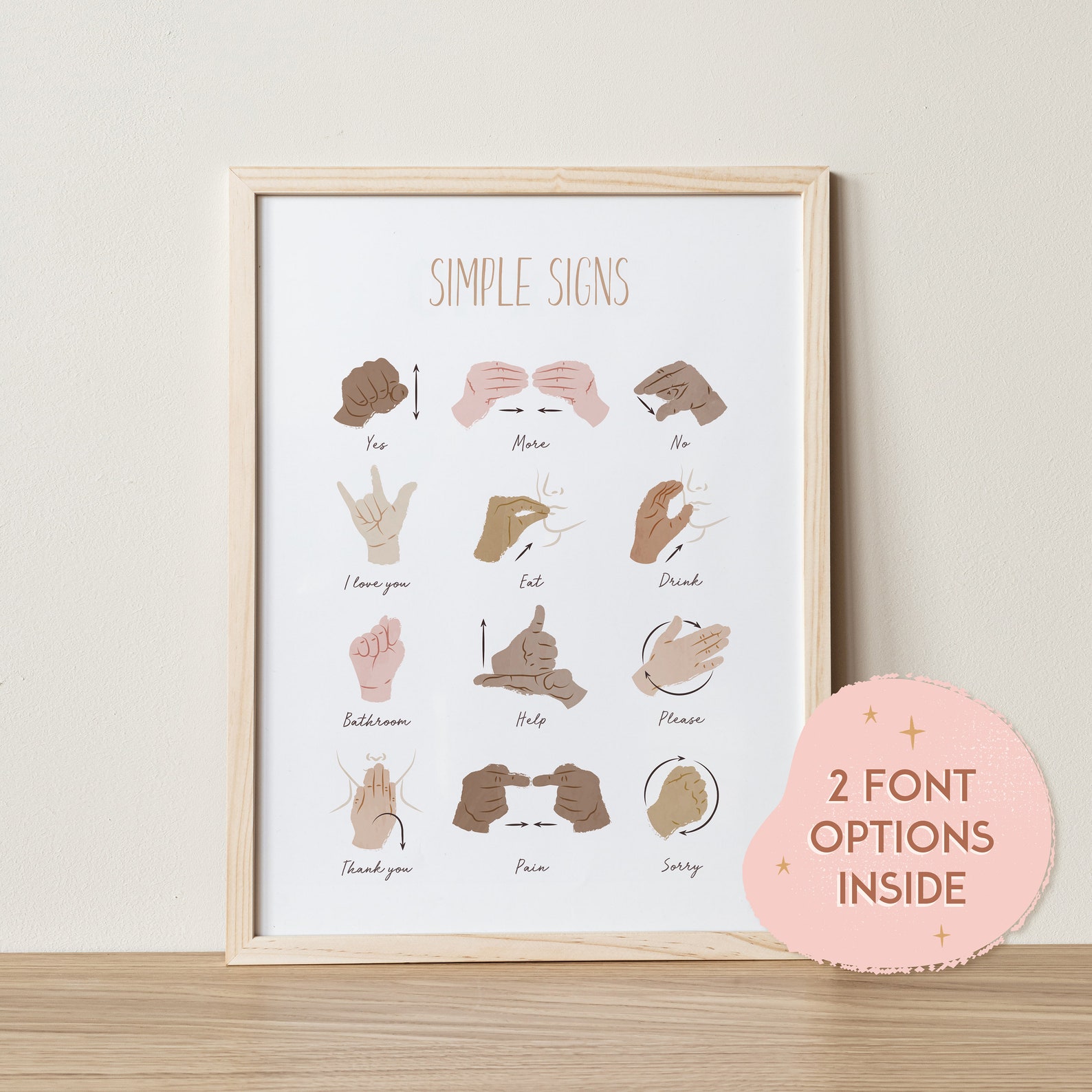 ASL American Sign Language 3 Piece Wall Art Alphabet - Etsy