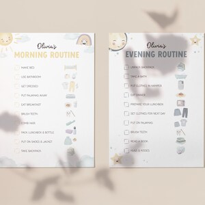 Editable Kids Routine Chart: Morning & Bedtime Checklist (digital ...