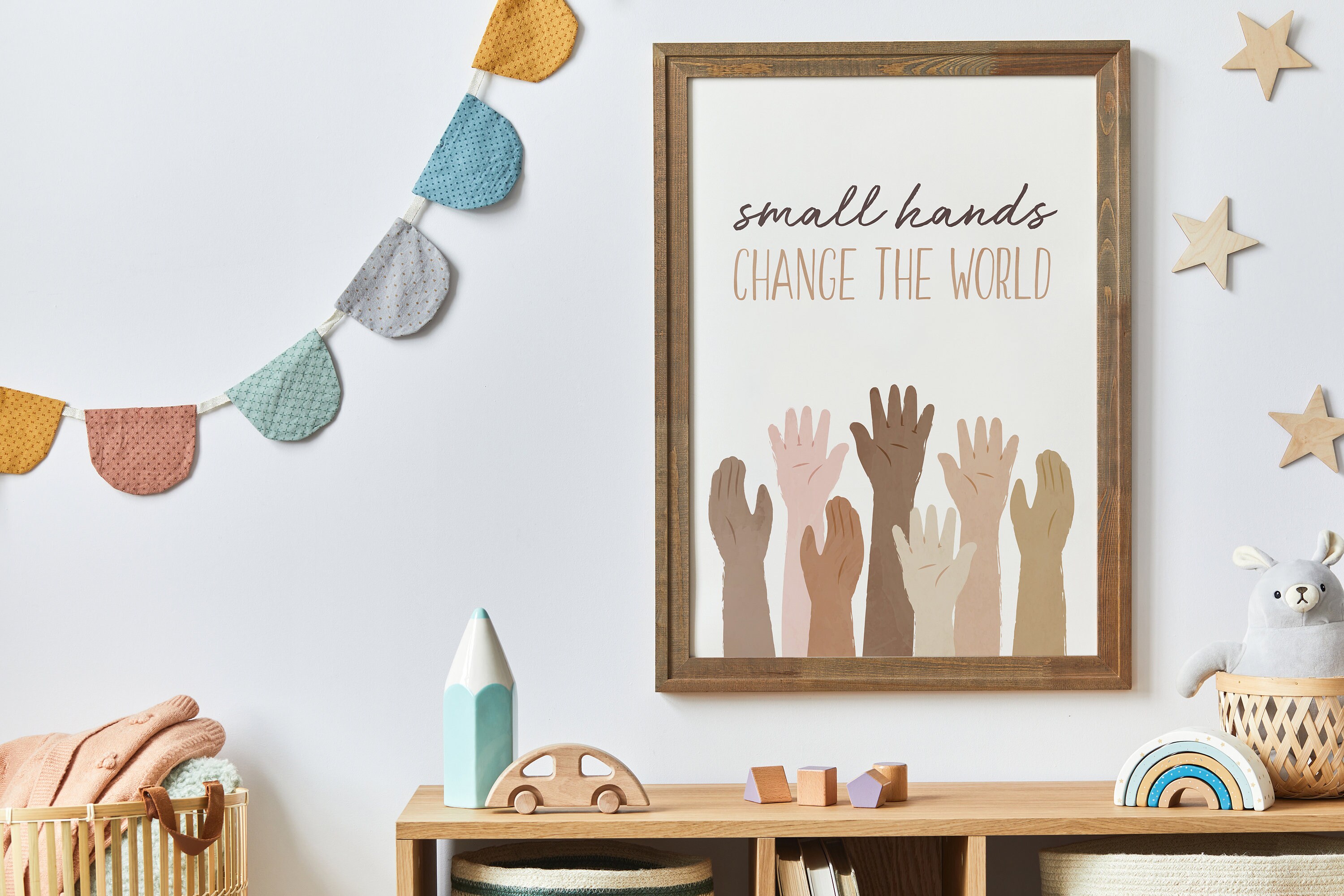 Small Hands Change the World Poster: Inclusive Kids Room Art (digital ...