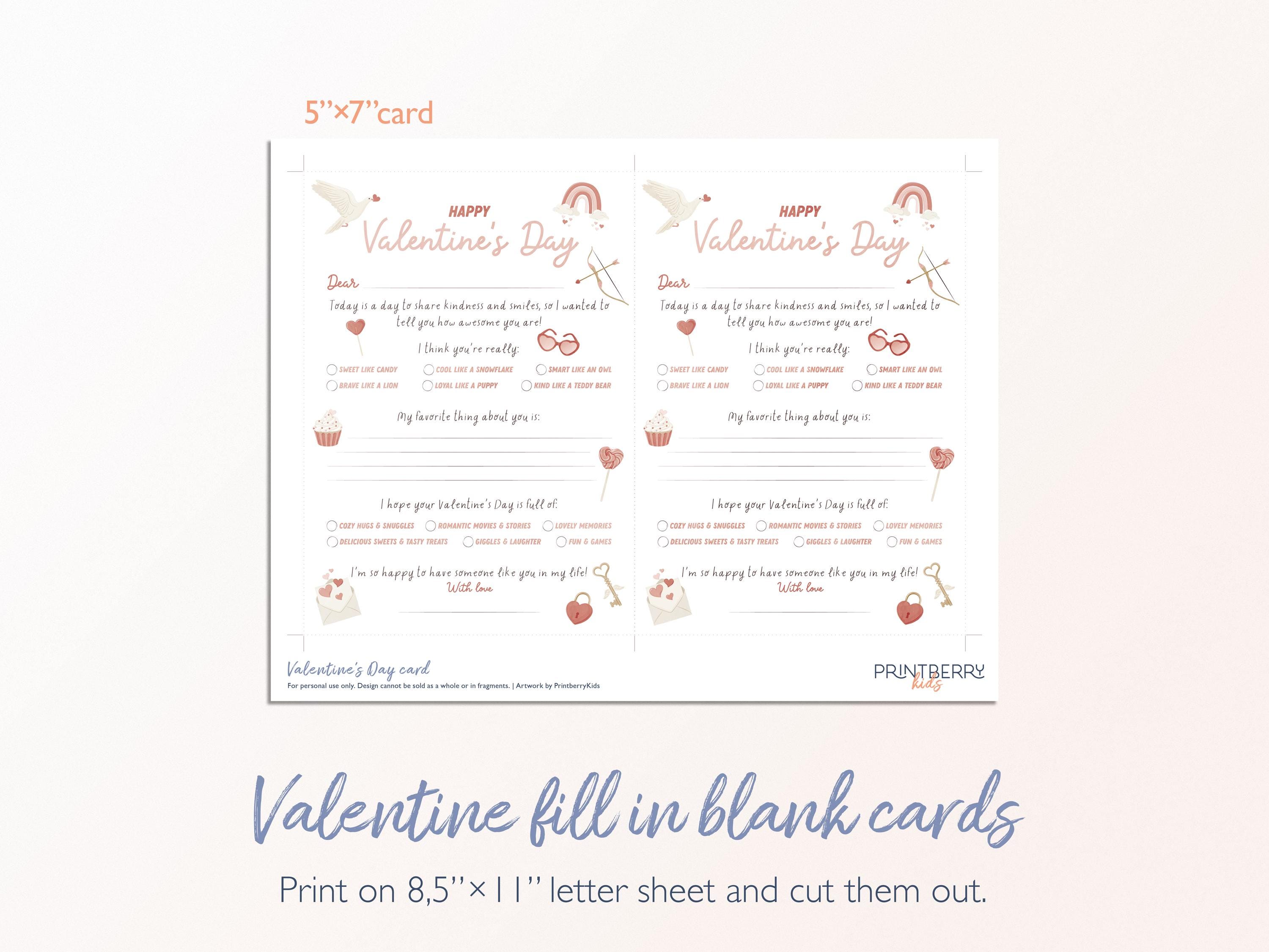 Fill-in Valentine's Day Card: Printable Letter Template (digital ...