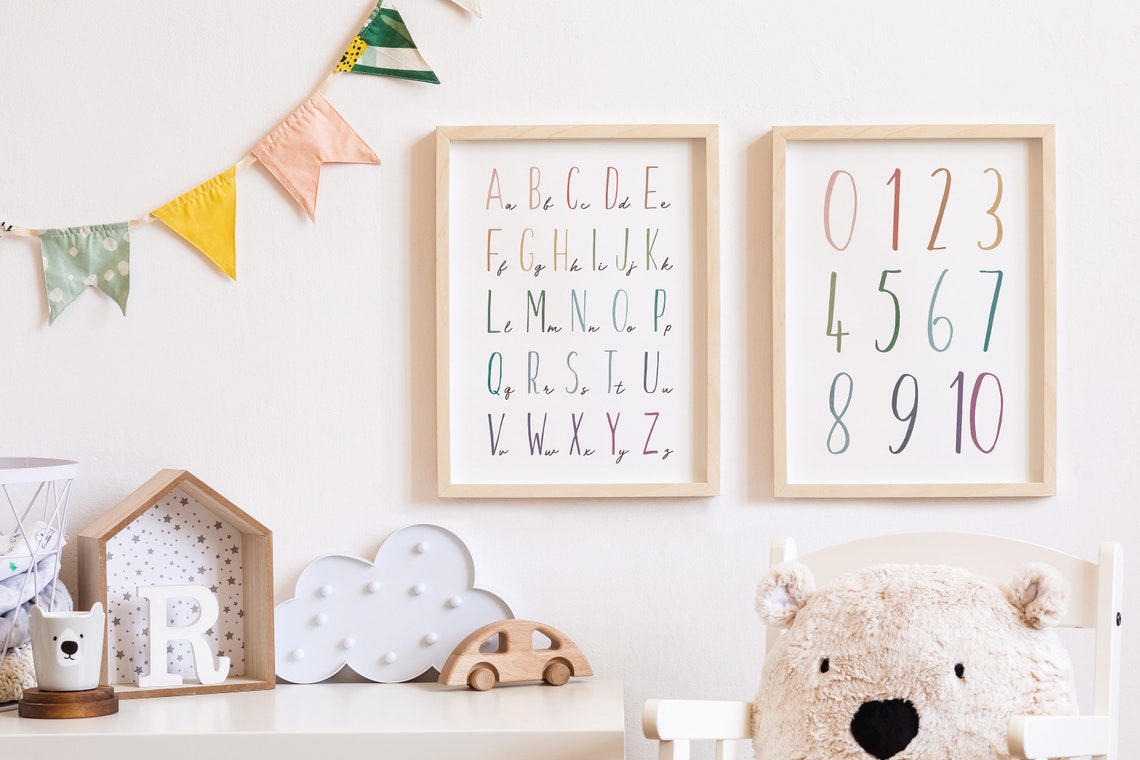 Rainbow Colors Alphabet Poster Educational Posters ABC | Etsy