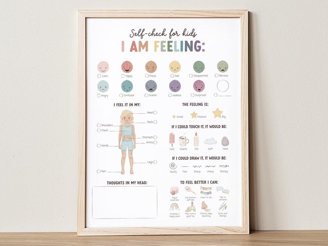 Feelings Check-in Worksheet for Kids: SEL Therapy Printable (digital ...