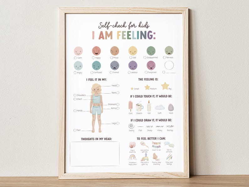 Feelings Check-in Worksheet for Kids: SEL Therapy Printable (digital ...