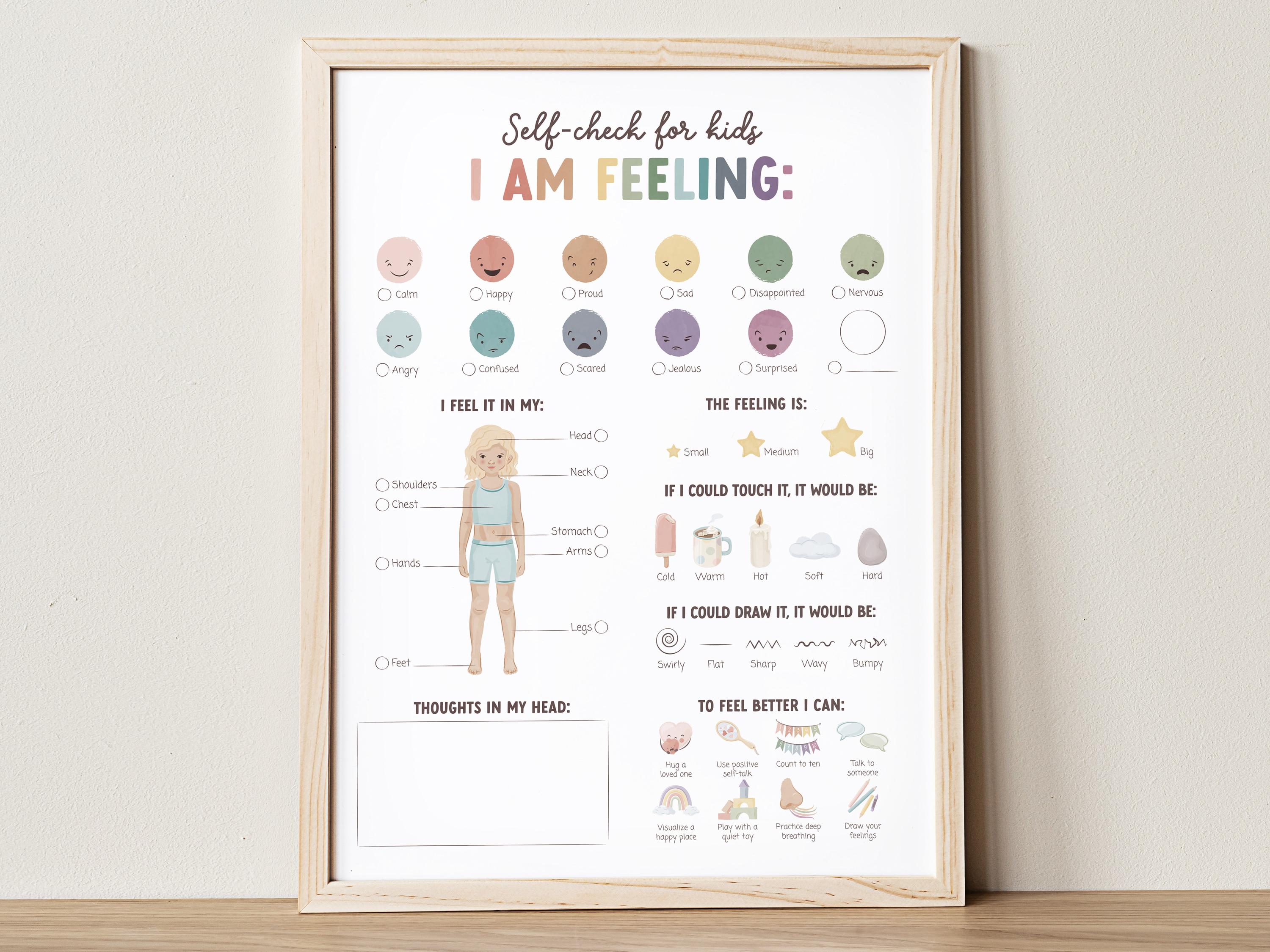 Feelings Check-in Worksheet for Kids: SEL Therapy Printable (digital ...