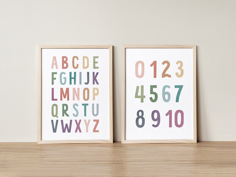 Alphabet & Numbers Poster Set: Colorful Nursery Decor (digital Download ...