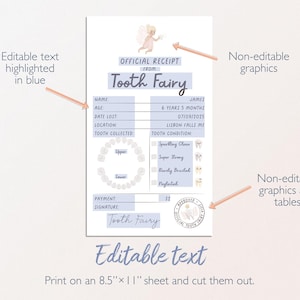 Editable Tooth Fairy Receipt for Losing First Tooth, PRINTABLE Official ...