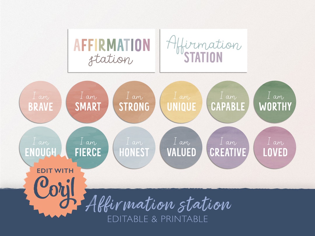 Boho Rainbow Affirmation Station: Editable Classroom Decor (digital ...