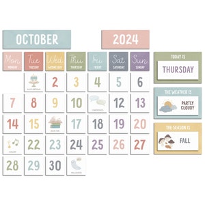 Kids Perpetual Calendar Set: Editable Classroom Bulletin Board (digital ...