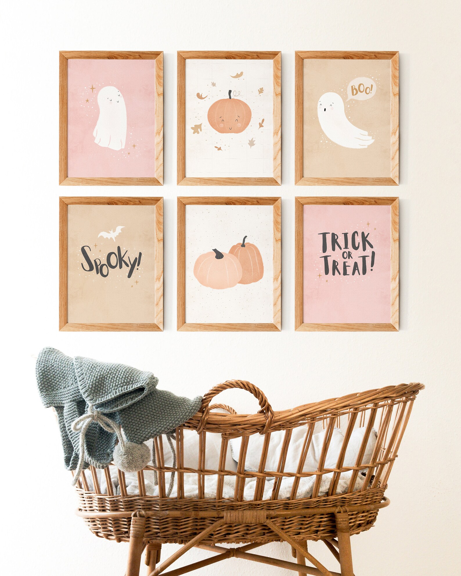 Set of 6 Pastel Halloween Posters Boho Halloween Print Pink - Etsy