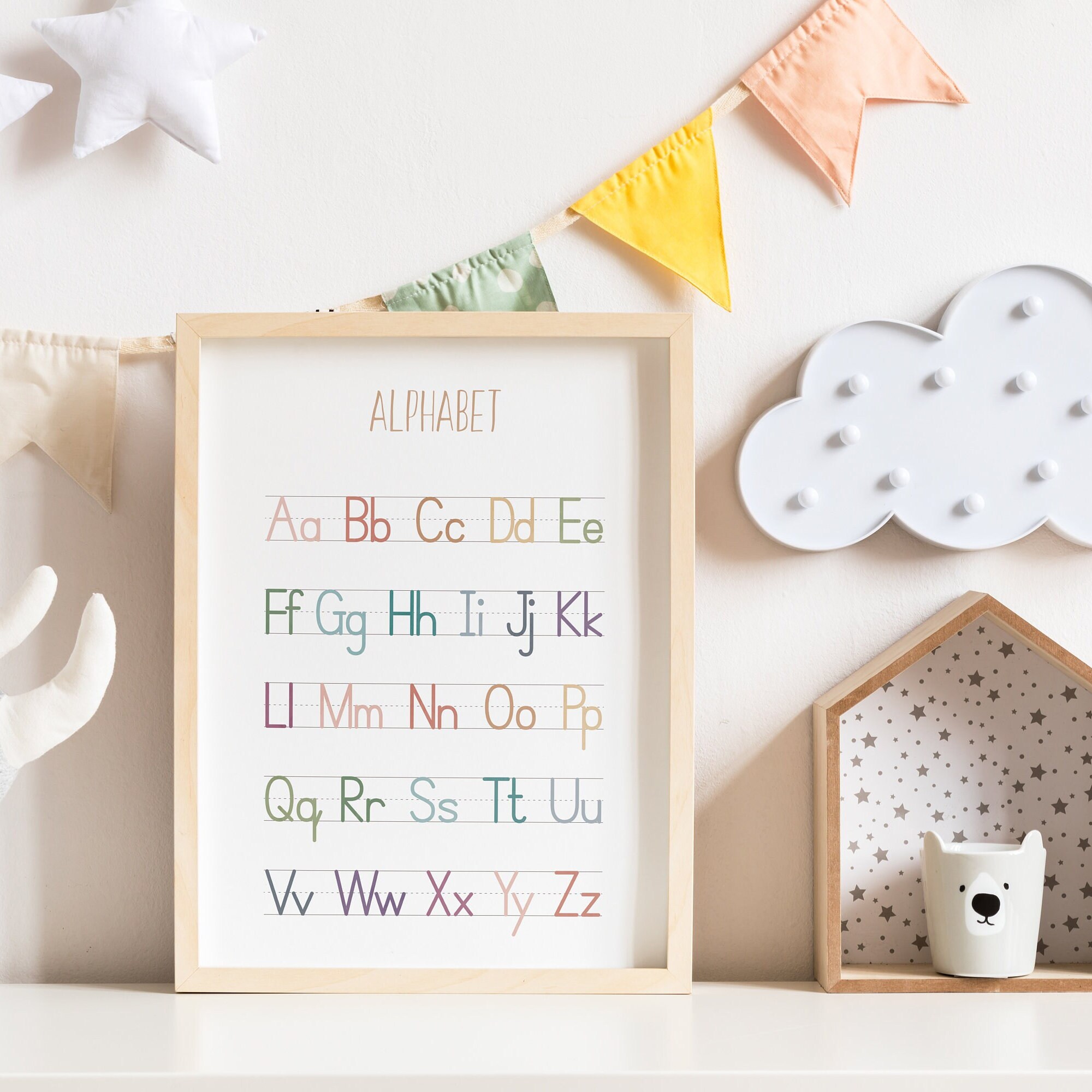 Rainbow Alphabet Handwriting Chart: Montessori ABC Print (digital ...