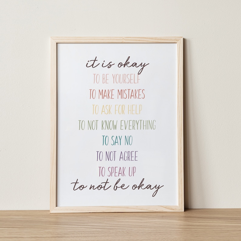 It is Okay It's OK Mental Health Poster Playroom Decor - Etsy