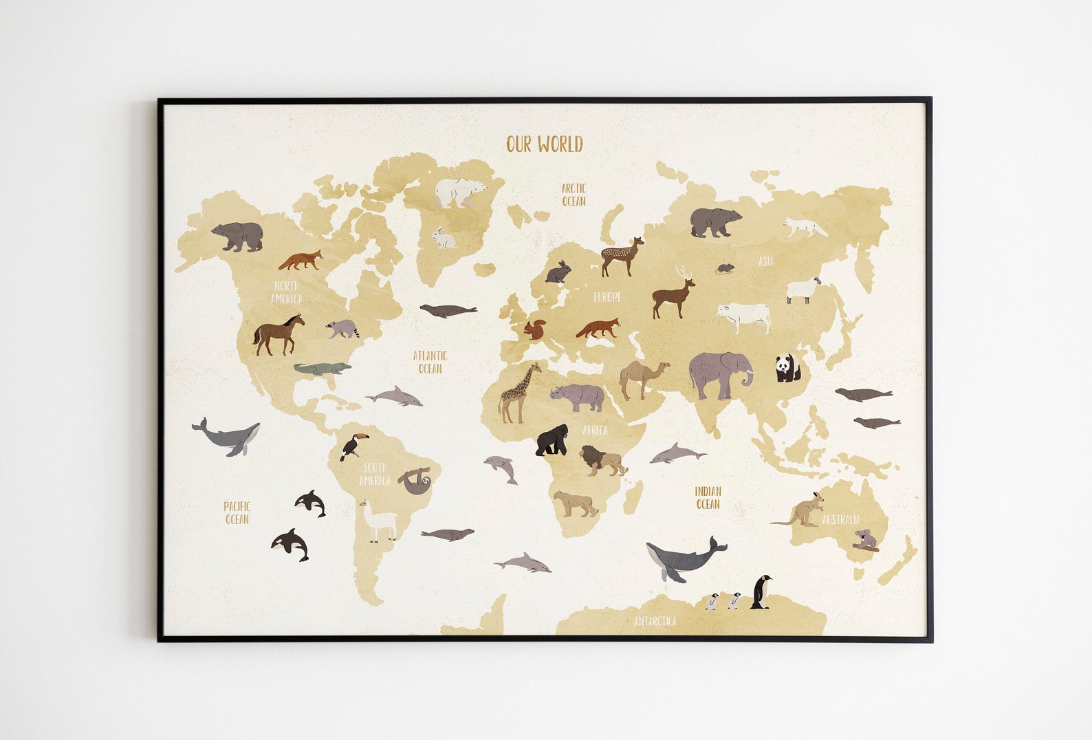 Animal World Map World Map Animals World Map Poster Animals - Etsy