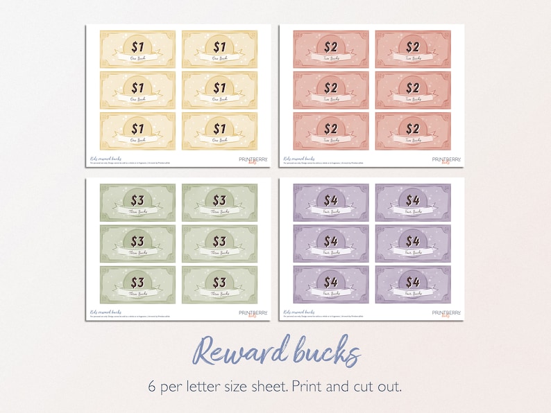 Kids Reward Bucks: Printable Chore Chart, Play Money (digital Download ...