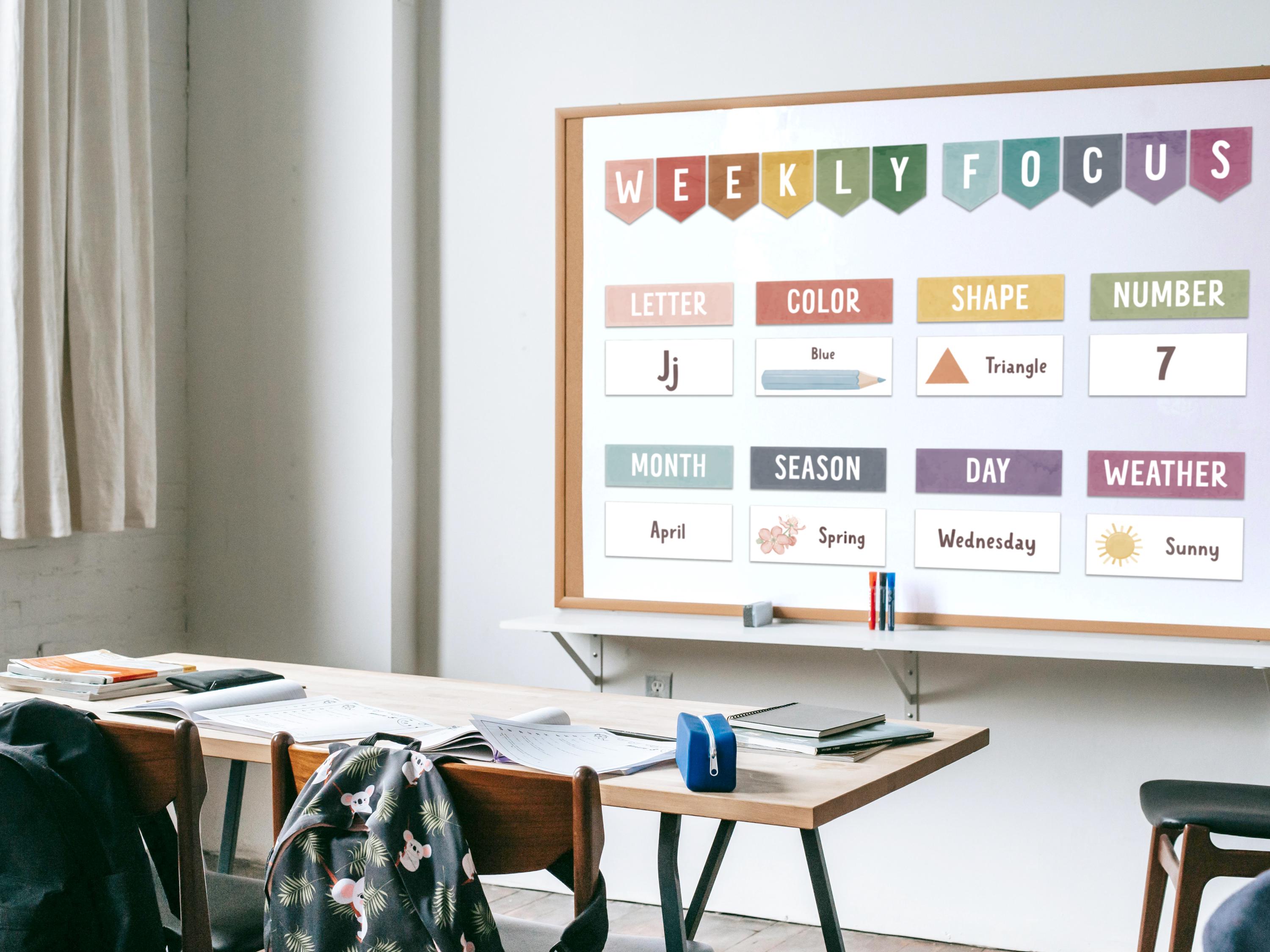 Preschool Focus Wall Bundle: Rainbow Learning Board, Circle Time Kit ...