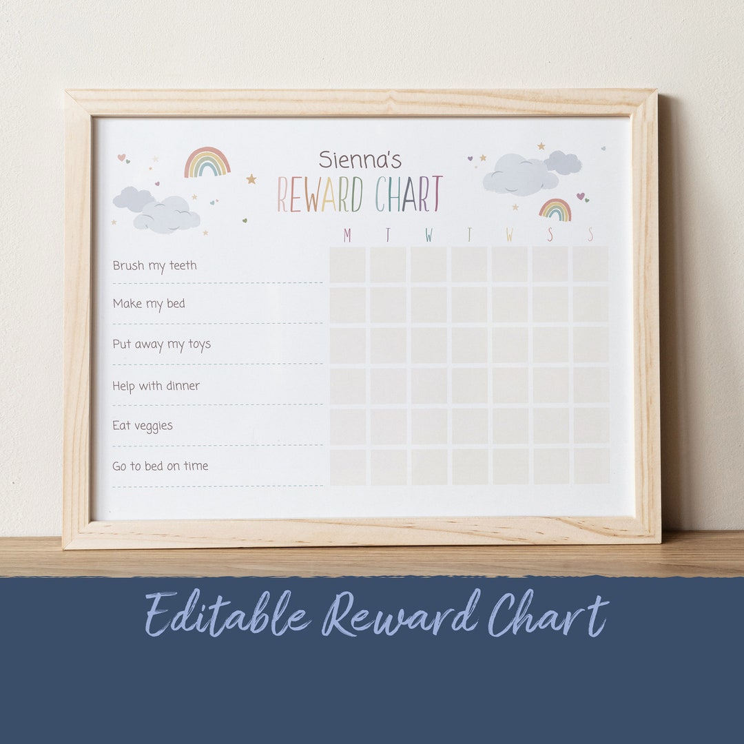 Editable Behavior Chart Printable Reward Charts Sticker - Etsy
