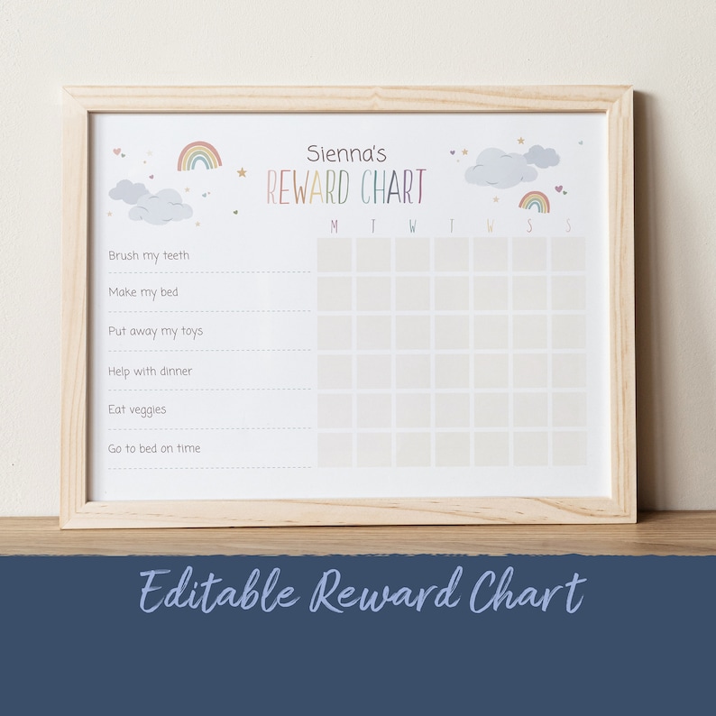 Editable Behavior Chart Printable Reward Charts Sticker - Etsy