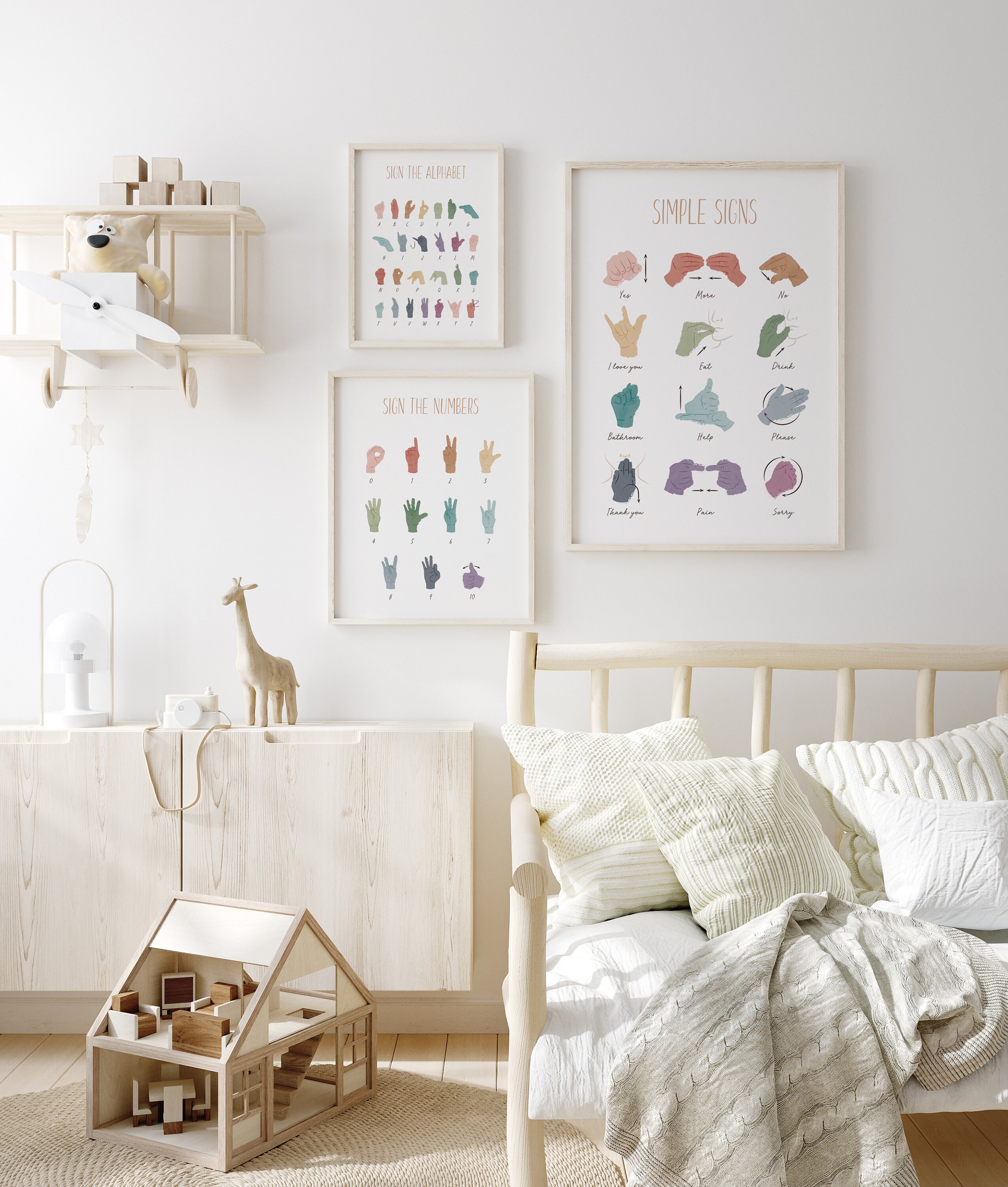 ASL American Sign Language 3 Piece Wall Art Alphabet | Etsy Canada