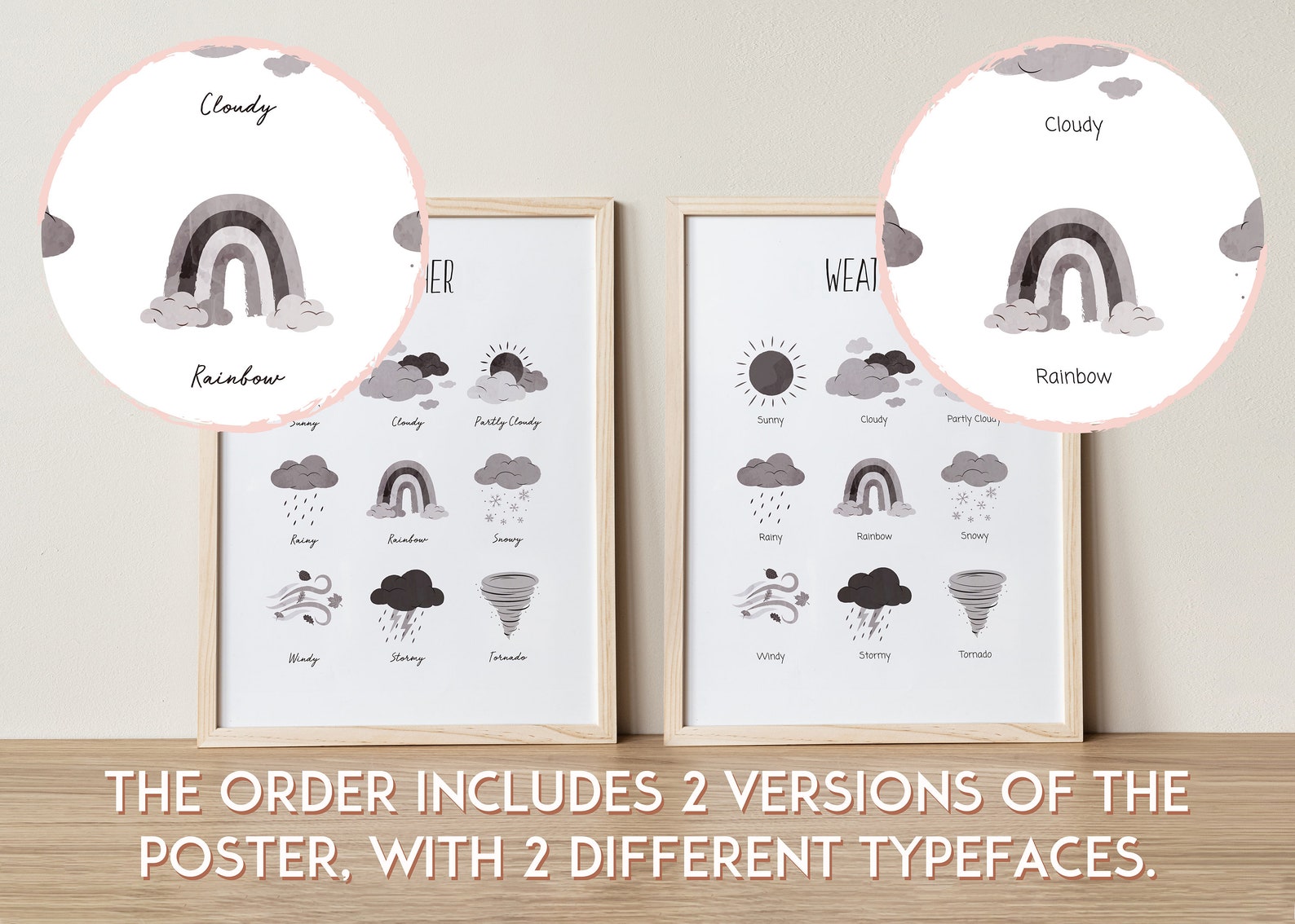 Set of 6 Educational Posters Black and White ABC Poster - Etsy