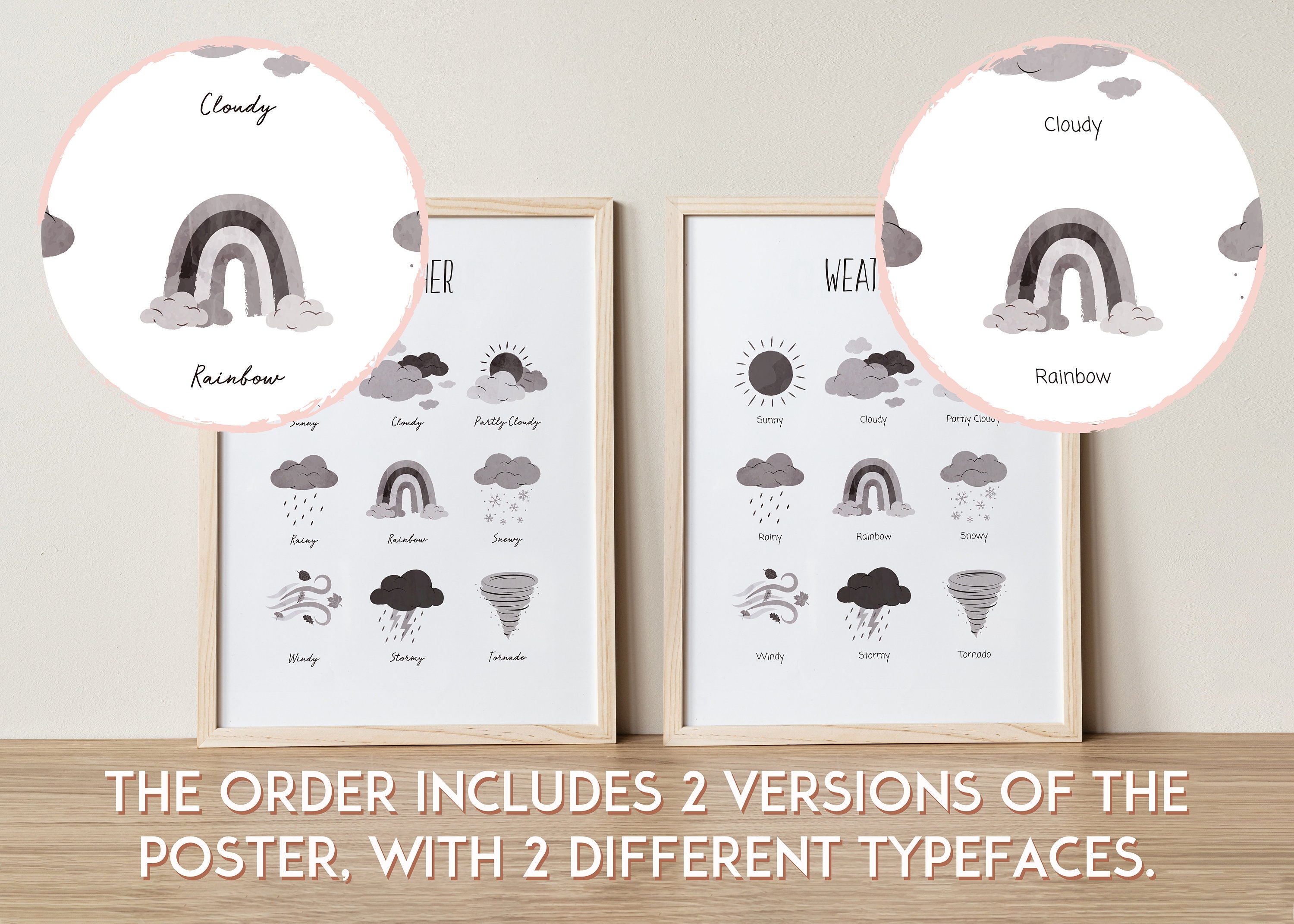 Set of 6 Educational Posters Black and White ABC Poster | Etsy