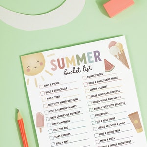 Editable Summer Bucket List for Kids, Custom Summer Checklist Template ...