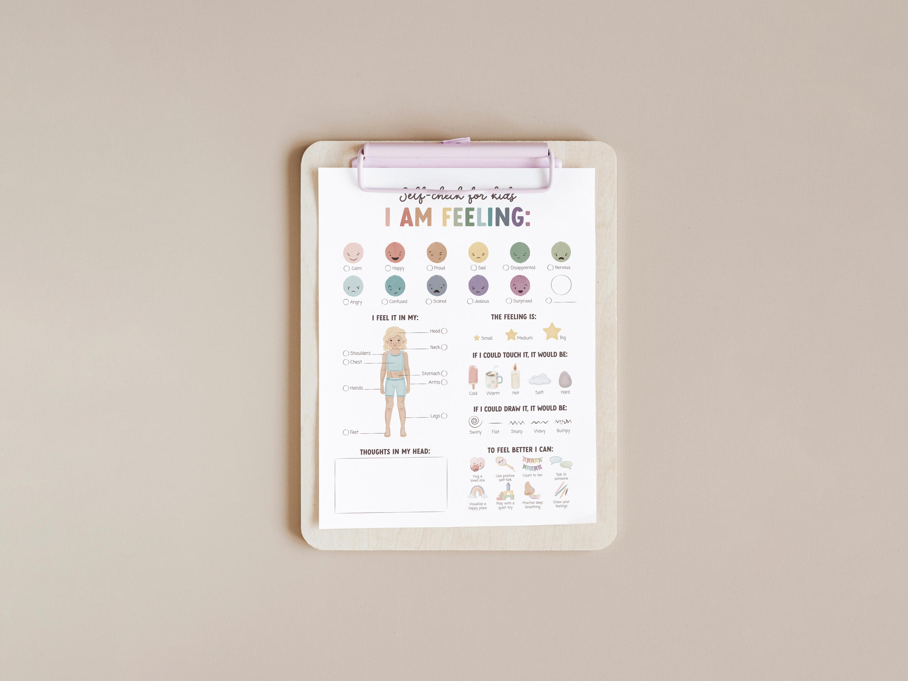 Feelings Check-in Worksheet for Kids: SEL Therapy Printable (digital ...