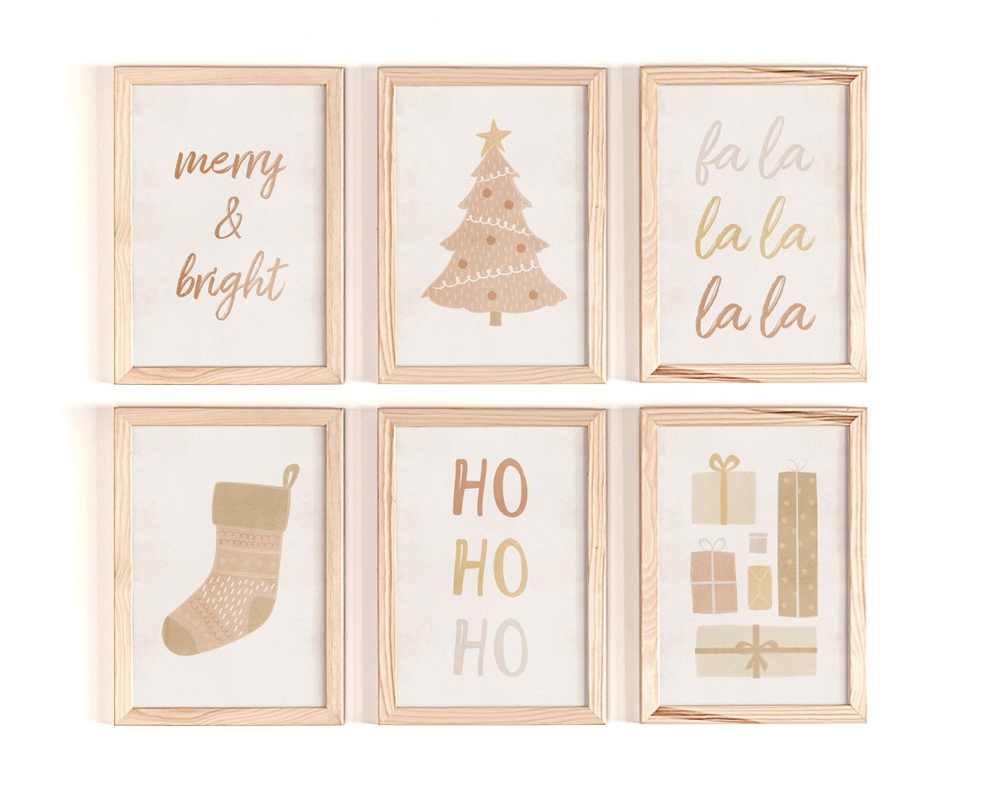 Christmas Home Decor Set of 6 Boho Prints Gallery Wall Set - Etsy