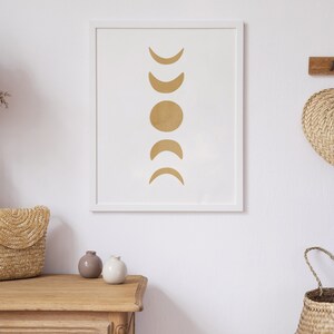 Moon Phases Poster Moon Phase Art Boho Decor Neutral Wall - Etsy
