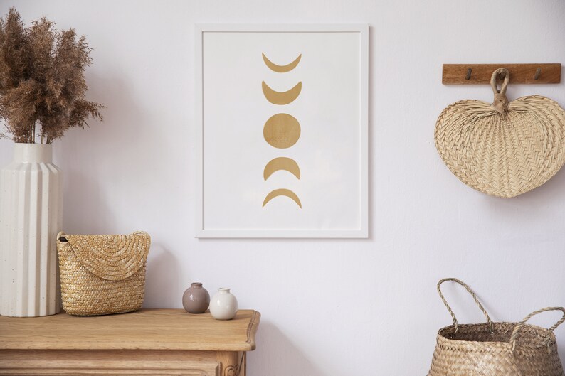 Moon Phases Poster Moon Phase Art Boho Decor Neutral Wall | Etsy