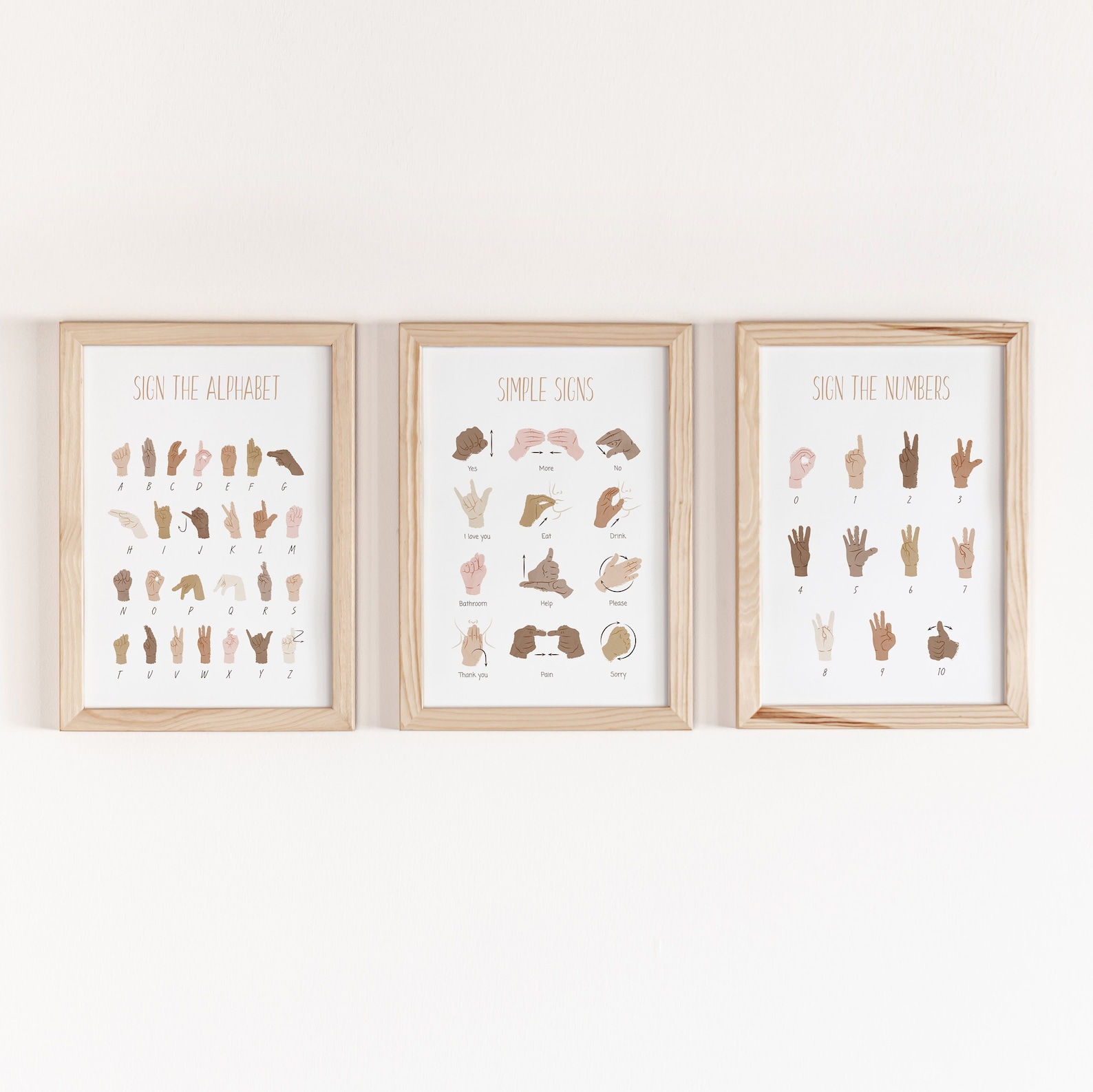 ASL American Sign Language 3 Piece Wall Art Alphabet - Etsy