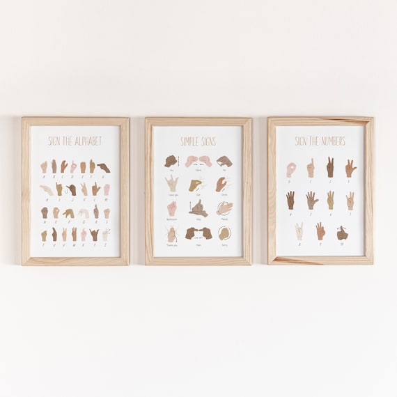 ASL American Sign Language 3 Piece Wall Art Alphabet - Etsy