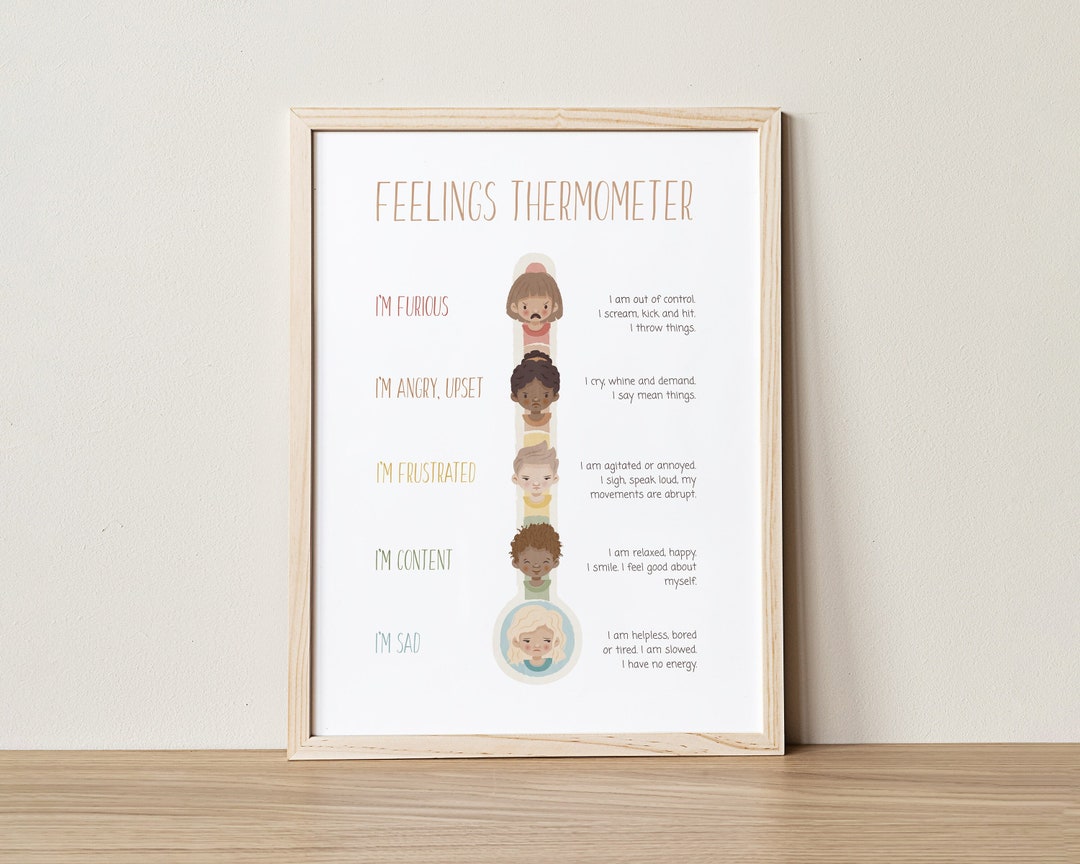 Feelings Thermometer Poster: Boho Classroom Calming Corner (digital ...