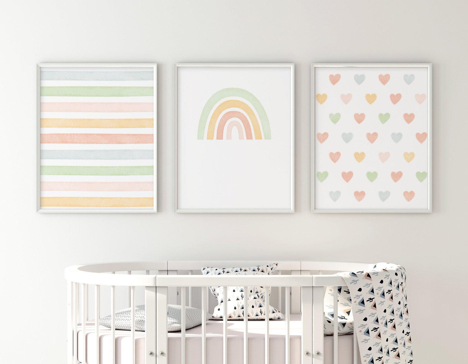 Rainbow Boho Print Pastel Rainbow Pastel Abstract Art | Etsy