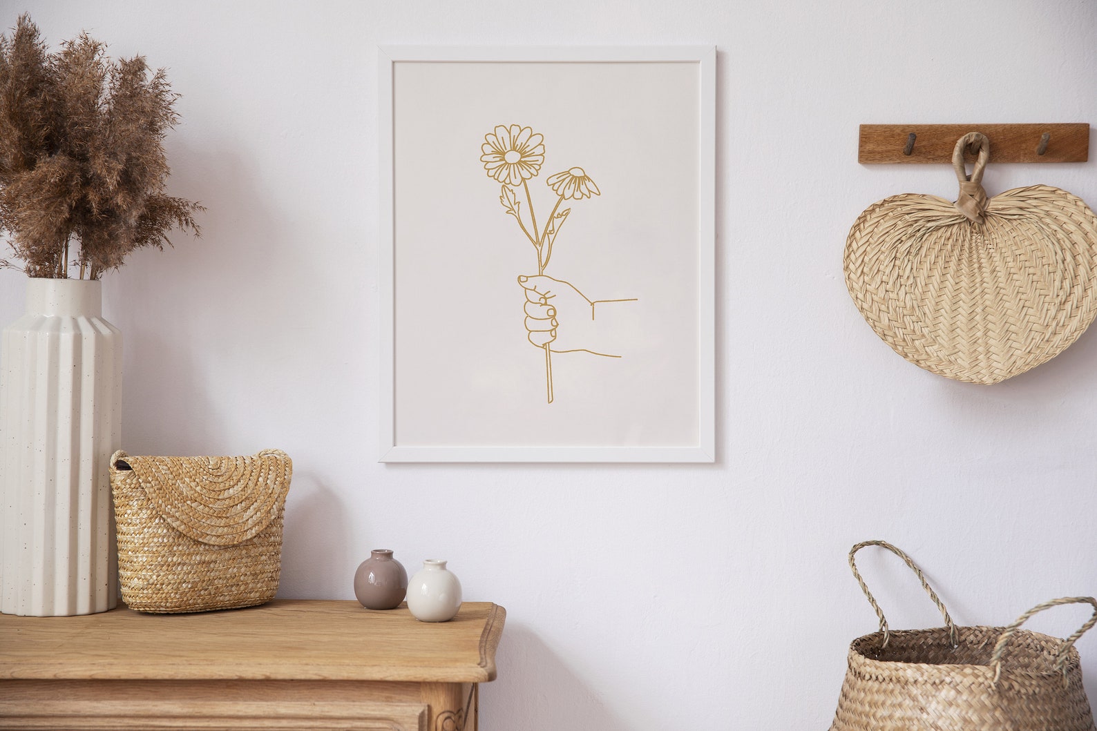 Flower Line Art Baby Hand Printable Printable Wall Art - Etsy