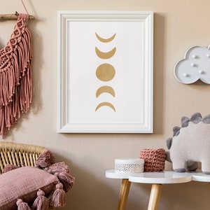 Moon Phases Poster, Moon Phase Art, Boho Decor, Neutral Wall Art ...