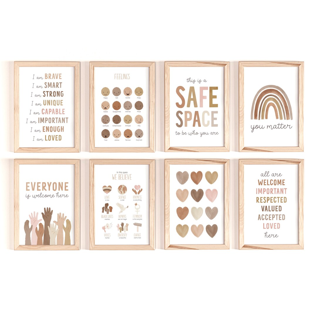 Diversity Art Set of 8, We Believe Sign, You Matter, All Are Welcome ...